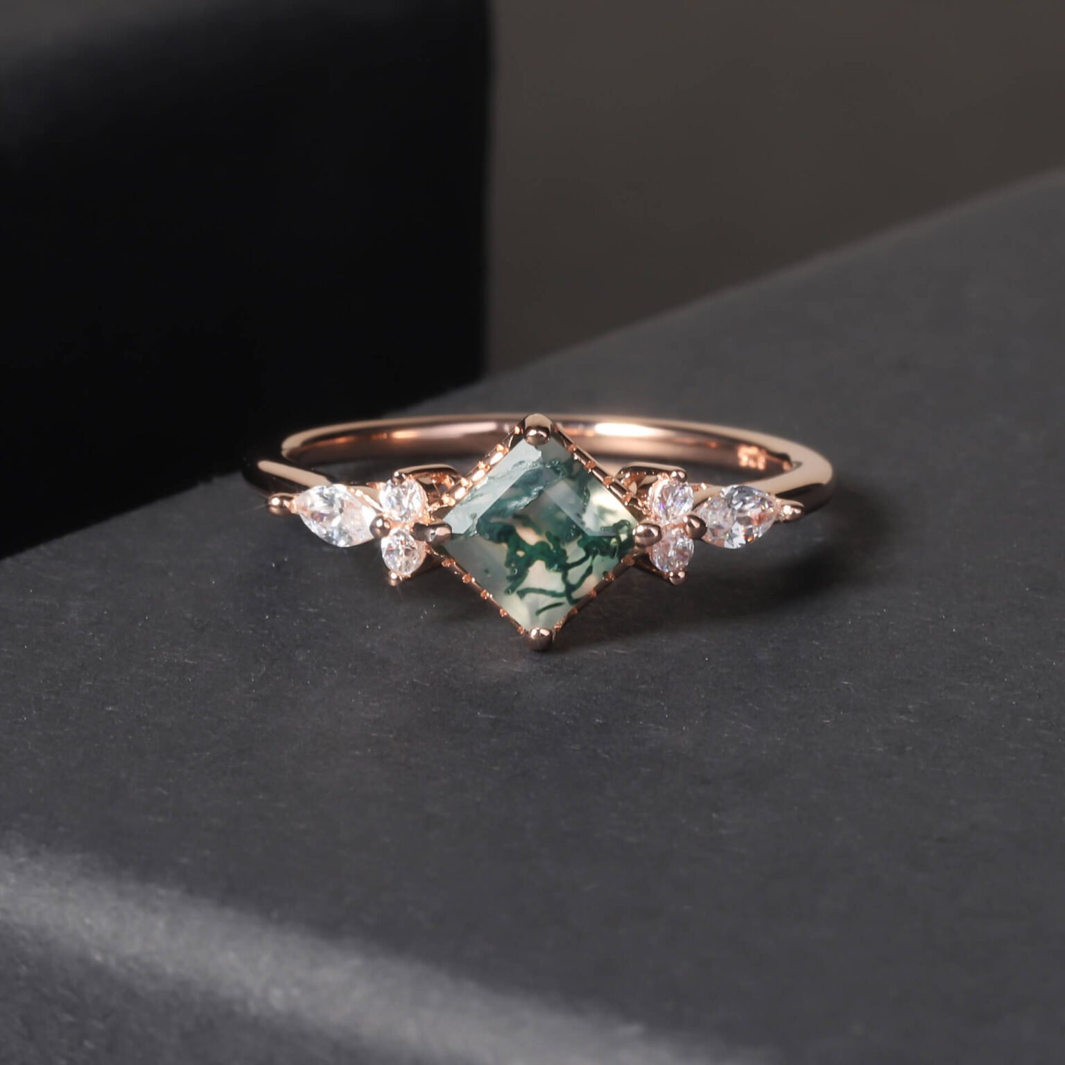 Natural Moss Agate Ring • The Green Crystal