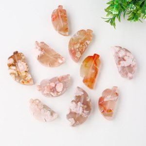 Shop Carved Sakura Agate Leaf Shape • The Green Crystal